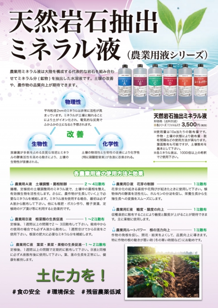 提案する技術 岩石抽出ミネラル Sokensha International Japan